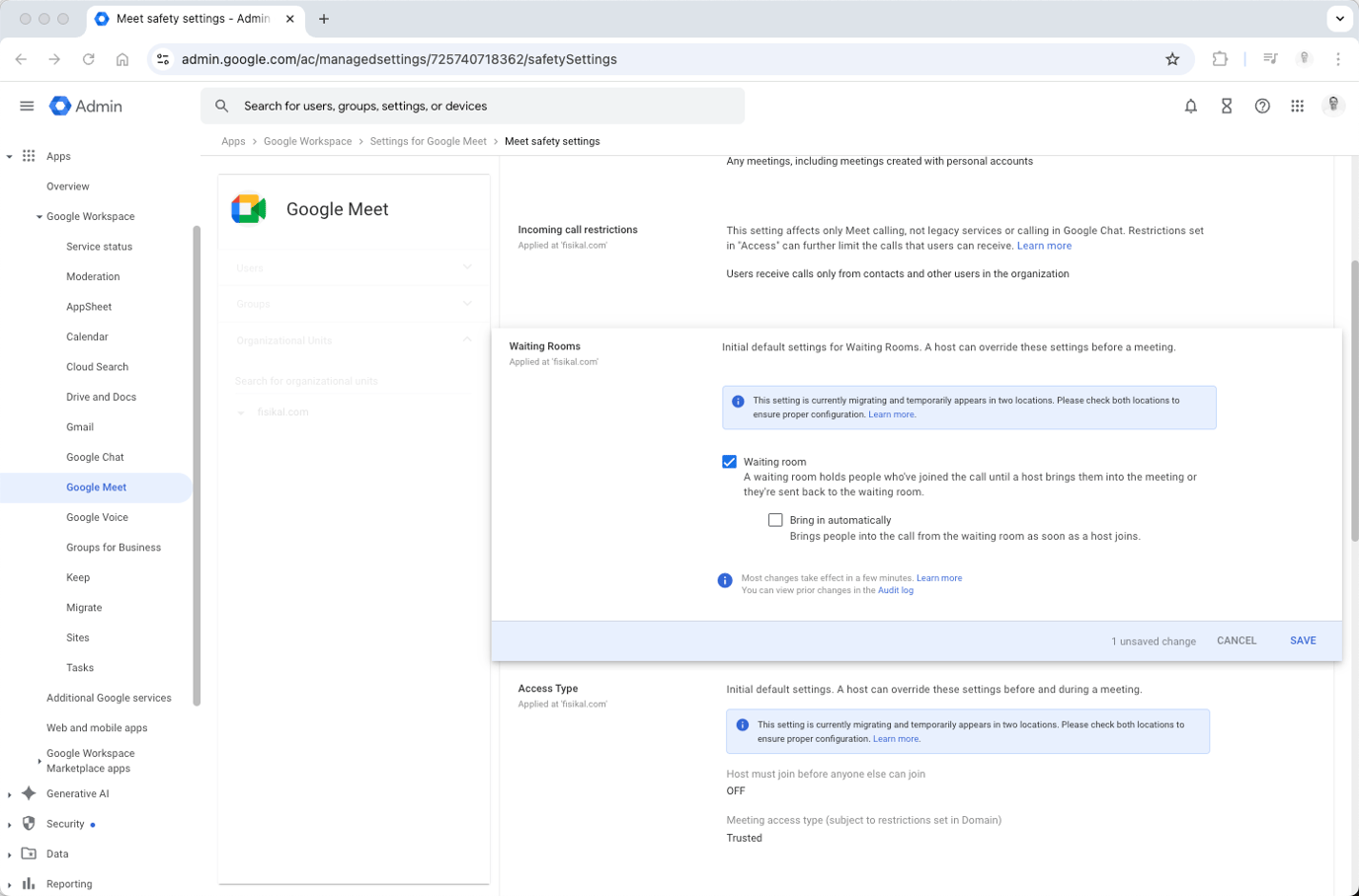 How to Enable “Waiting Rooms” in Google Meet (Turn Off Quick Access)